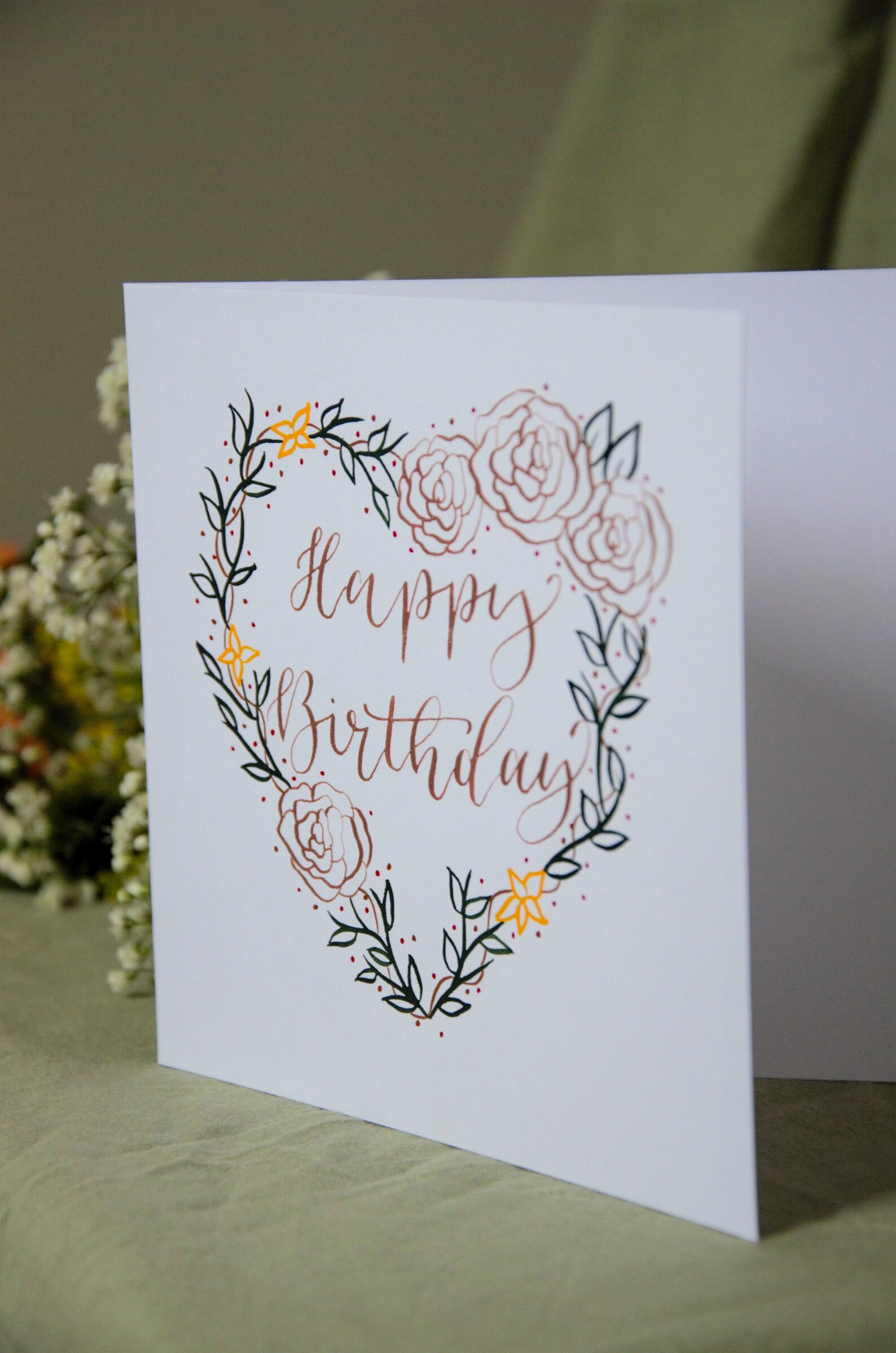 Happy Birthday Card | Handwritten Modern Calligraphy | Hand Drawn ...