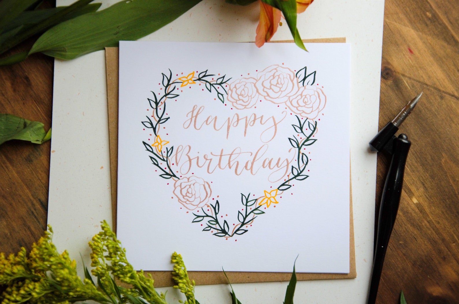 Happy Birthday Card | Handwritten Modern Calligraphy | Hand Drawn ...