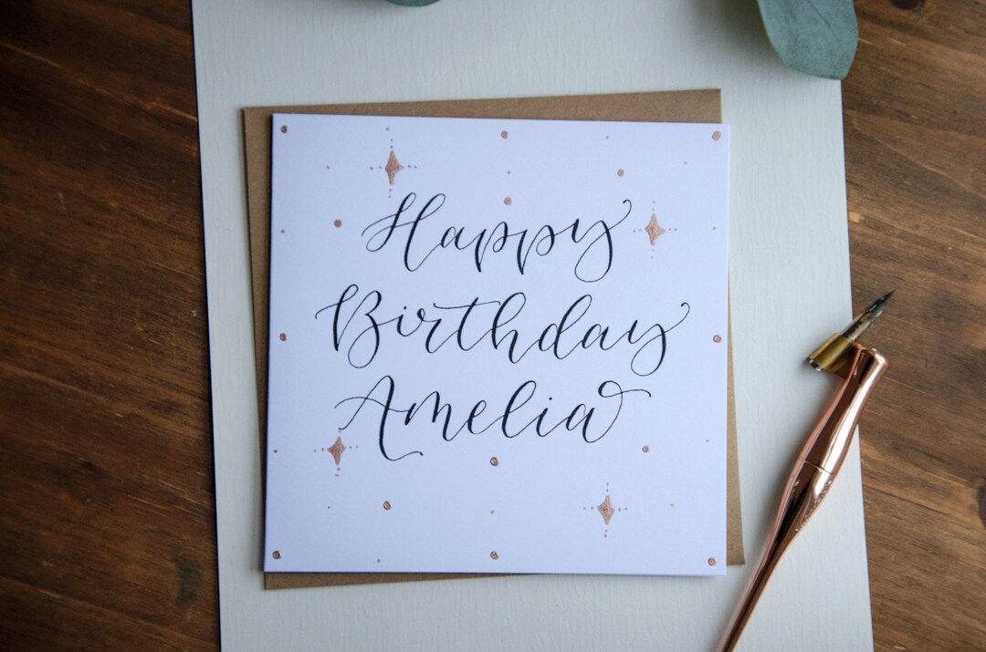 Personalised Birthday Card | Custom Name Card | Rose Gold Birthday Card ...