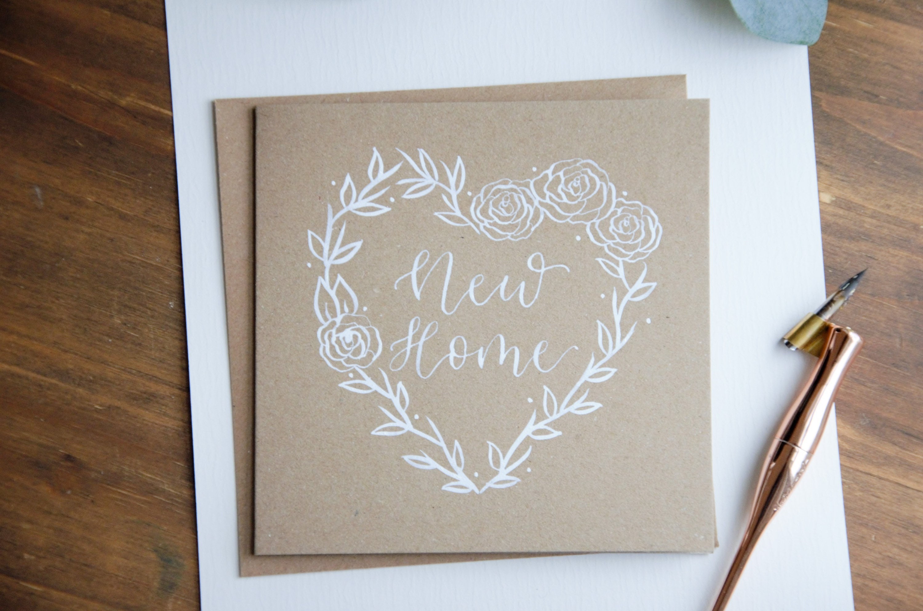 New Home Card Handwritten Modern Calligraphy Hand Drawn Cards Moving ...