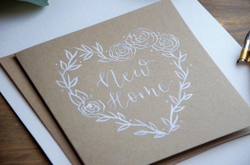 New Home Card Handwritten Modern Calligraphy Hand Drawn Cards Moving ...