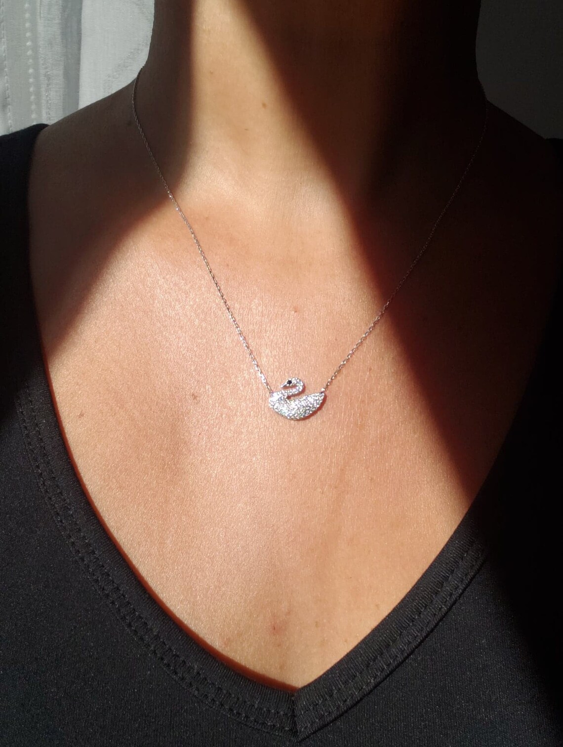 Swan Necklace- Silver Swan- Dainty Jewelry- Great Design- Sterling ...