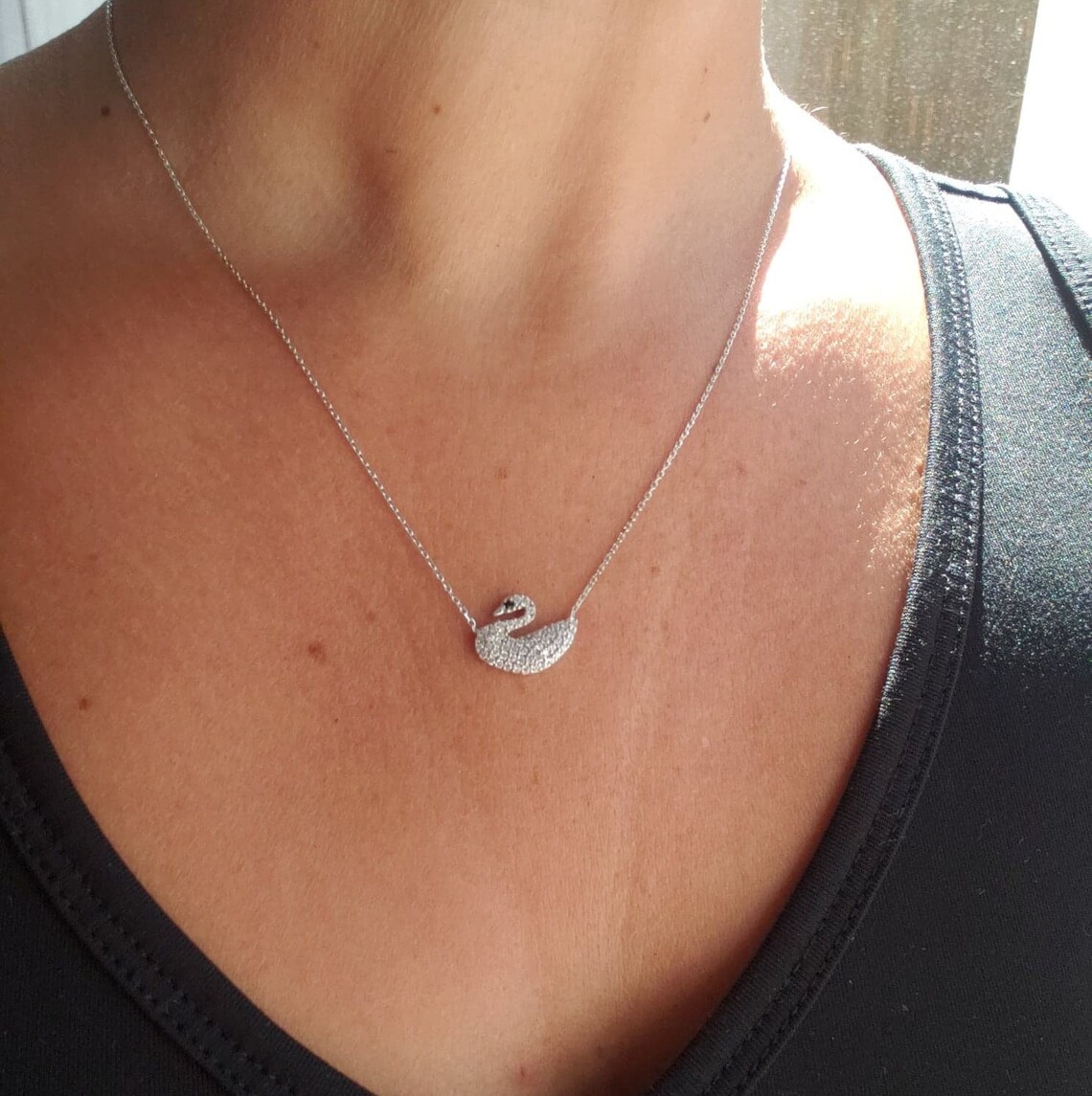 Swan Necklace- Silver Swan- Dainty Jewelry- Great Design- Sterling ...