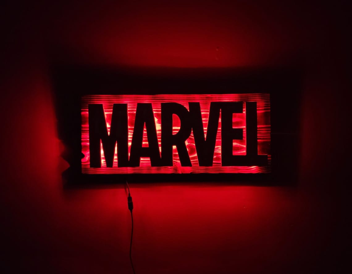 Marvel Logo LED Arte de pared | Etsy