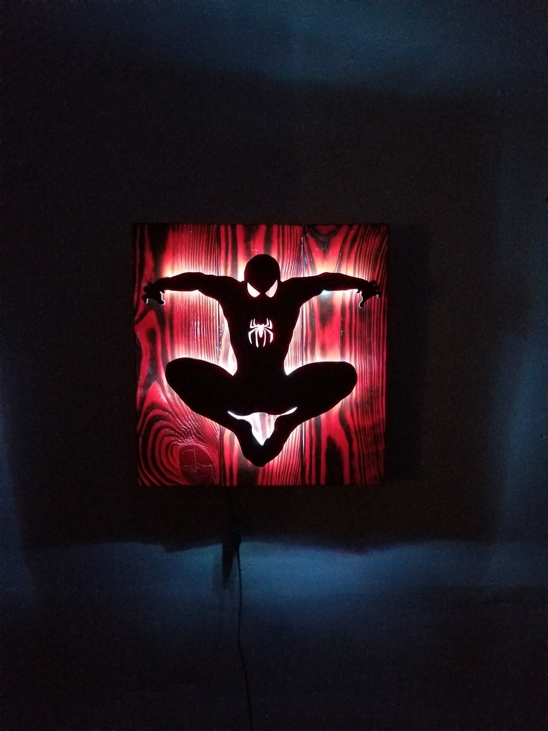 Spider-man LED Wooden Custom Wall Art - Etsy
