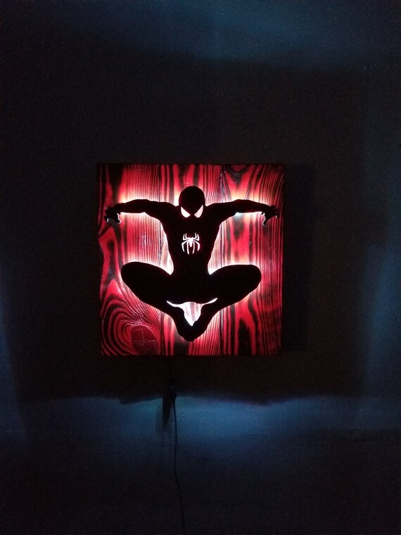 Spider-Man LED Wooden Custom Wall Art | Etsy