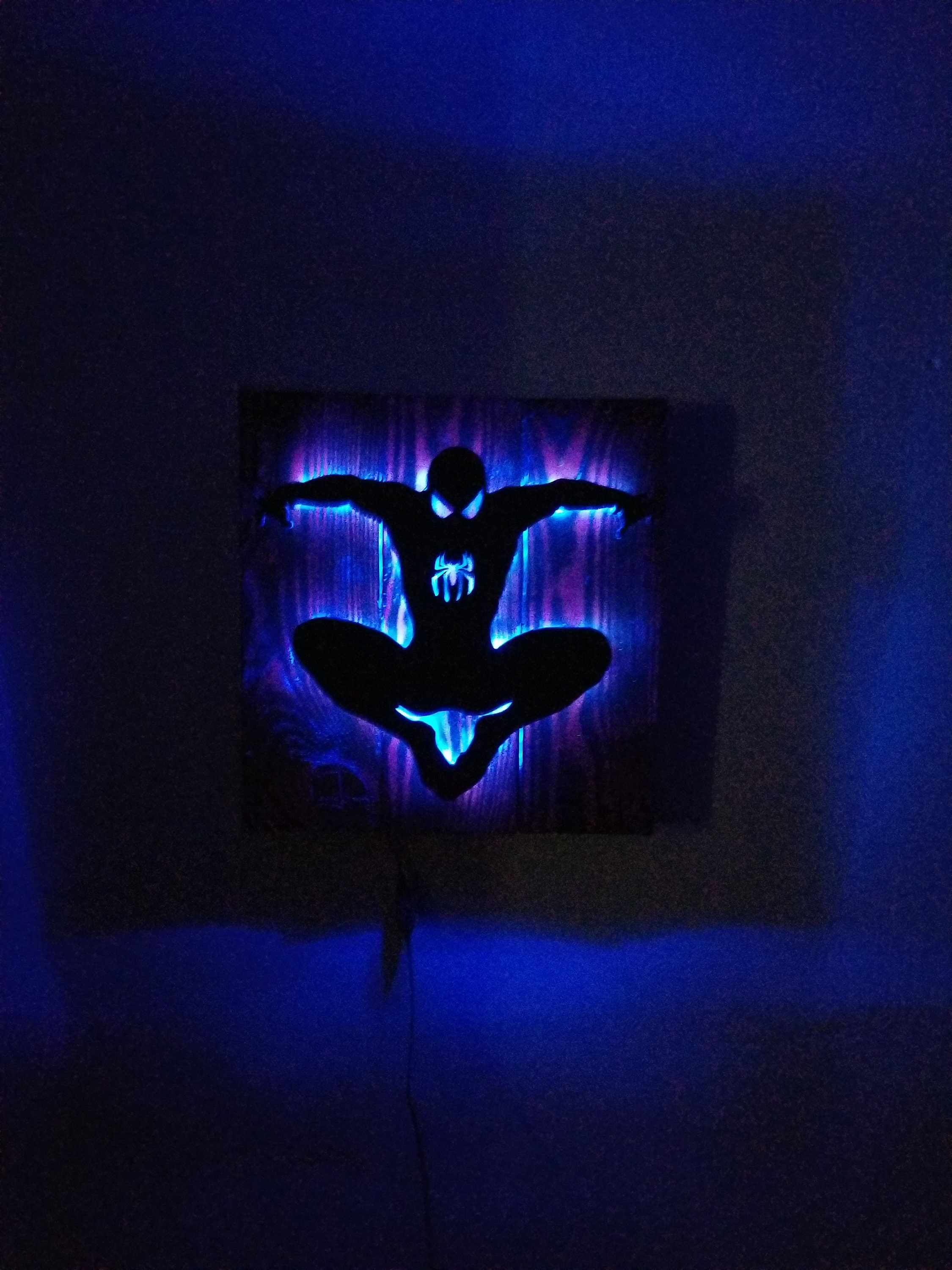 Spider-man LED Wooden Custom Wall Art - Etsy