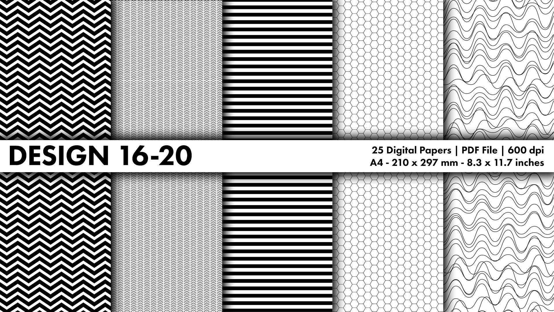 25 Printable Scrapbook Paper Patterns - Black & White - Etsy UK