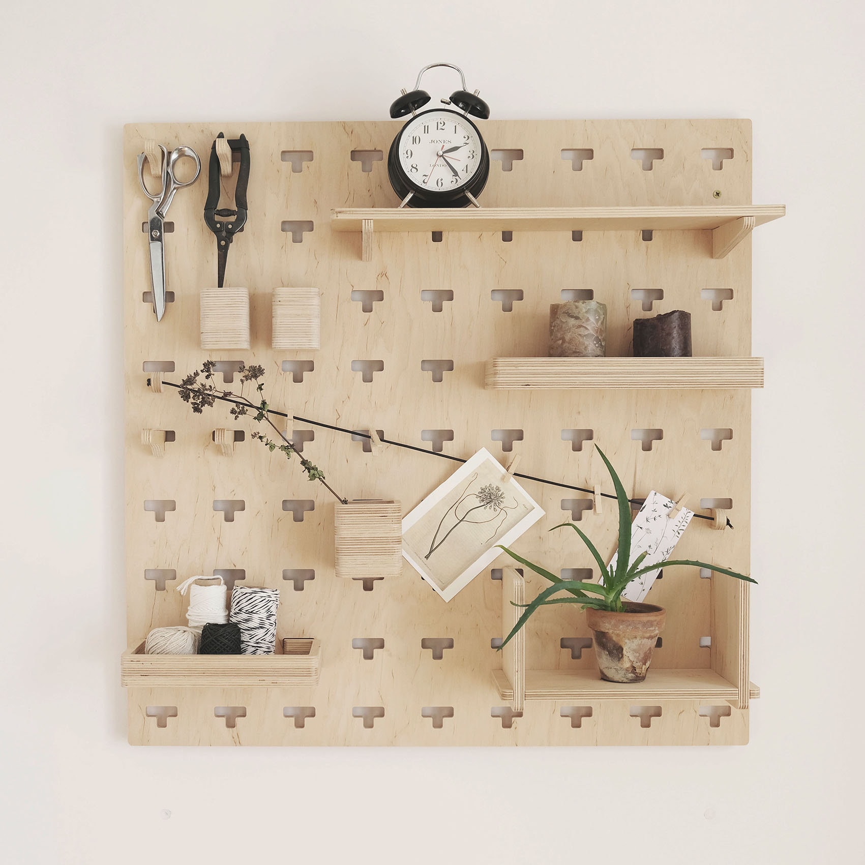 Cuerda, Tablero perforado, estante de pared, organizador, madera ...