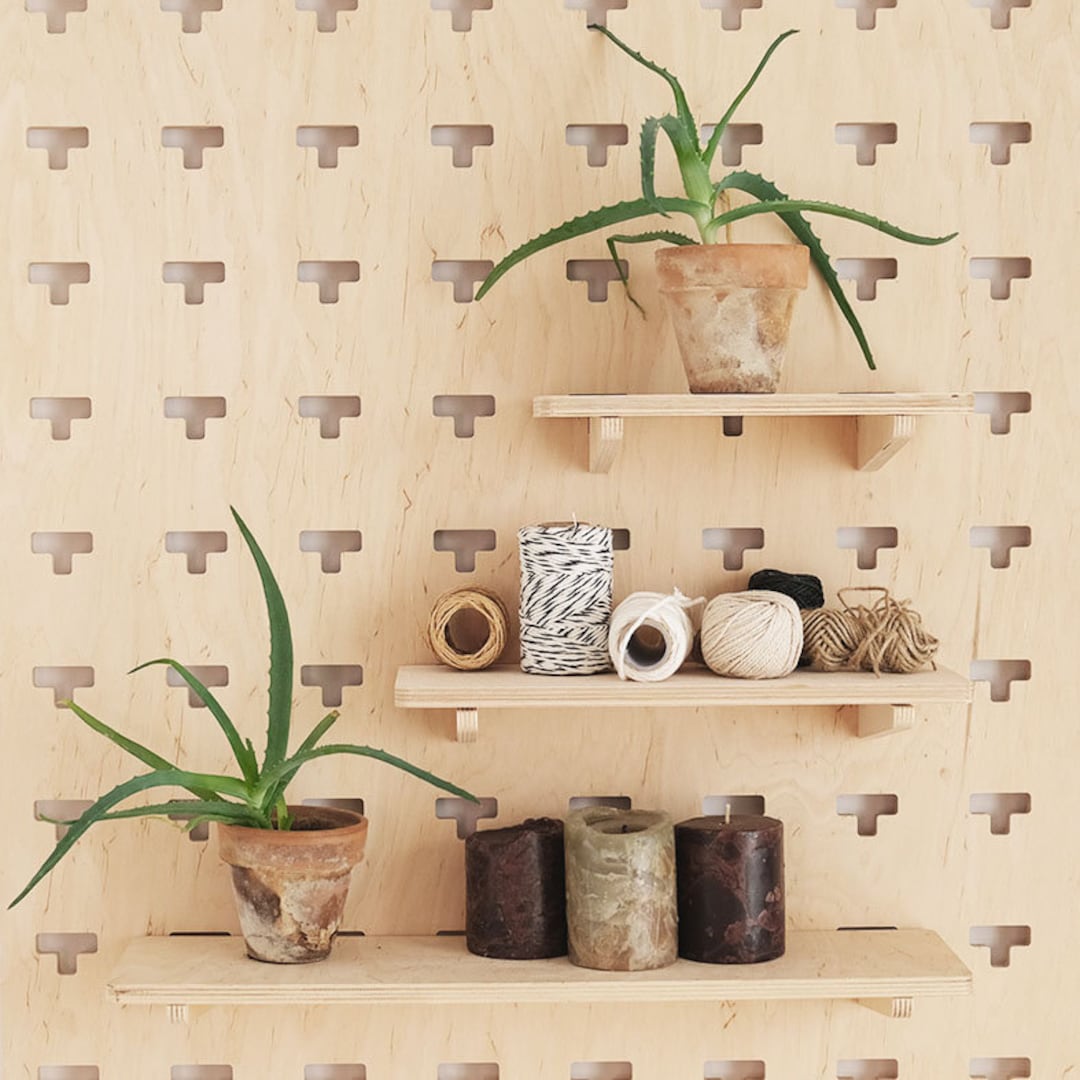 Estante, Tablero perforado, estante de pared, organizador, madera ...