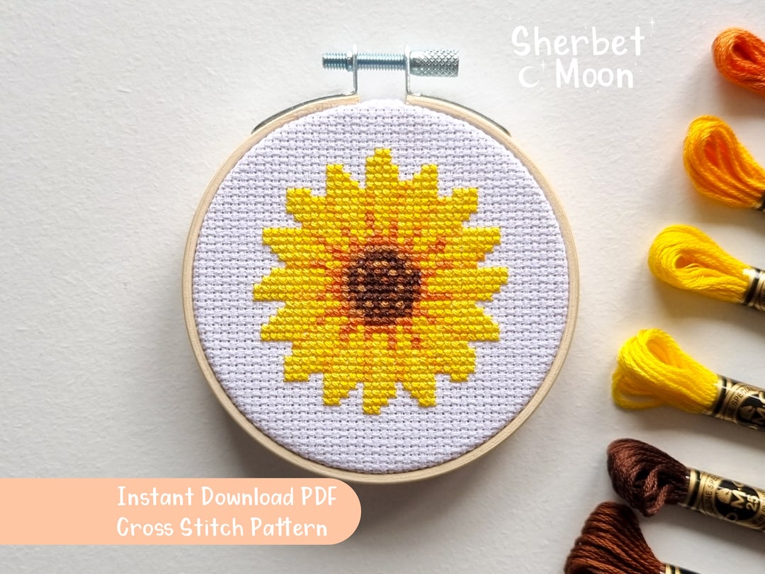 Sunflower Cross Stitch Pattern, Downloadable PDF Sunflower Cross Stitch ...