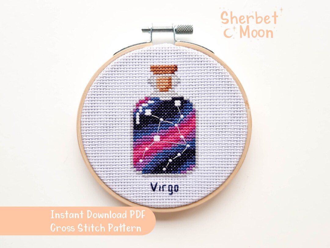 Virgo Constellation Cross Stitch Pattern: Galaxy in a Bottle ...