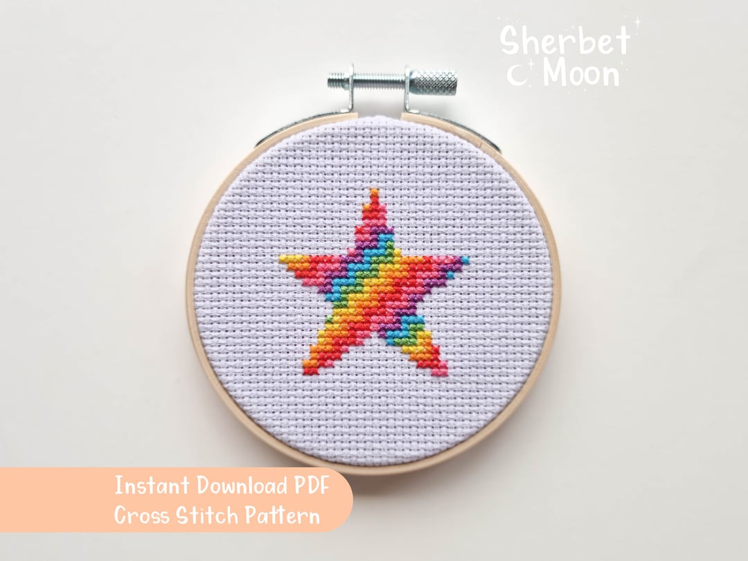 Rainbow Star Cross Stitch Pattern: Beginner Mini Chart (PDF Pattern) - Etsy