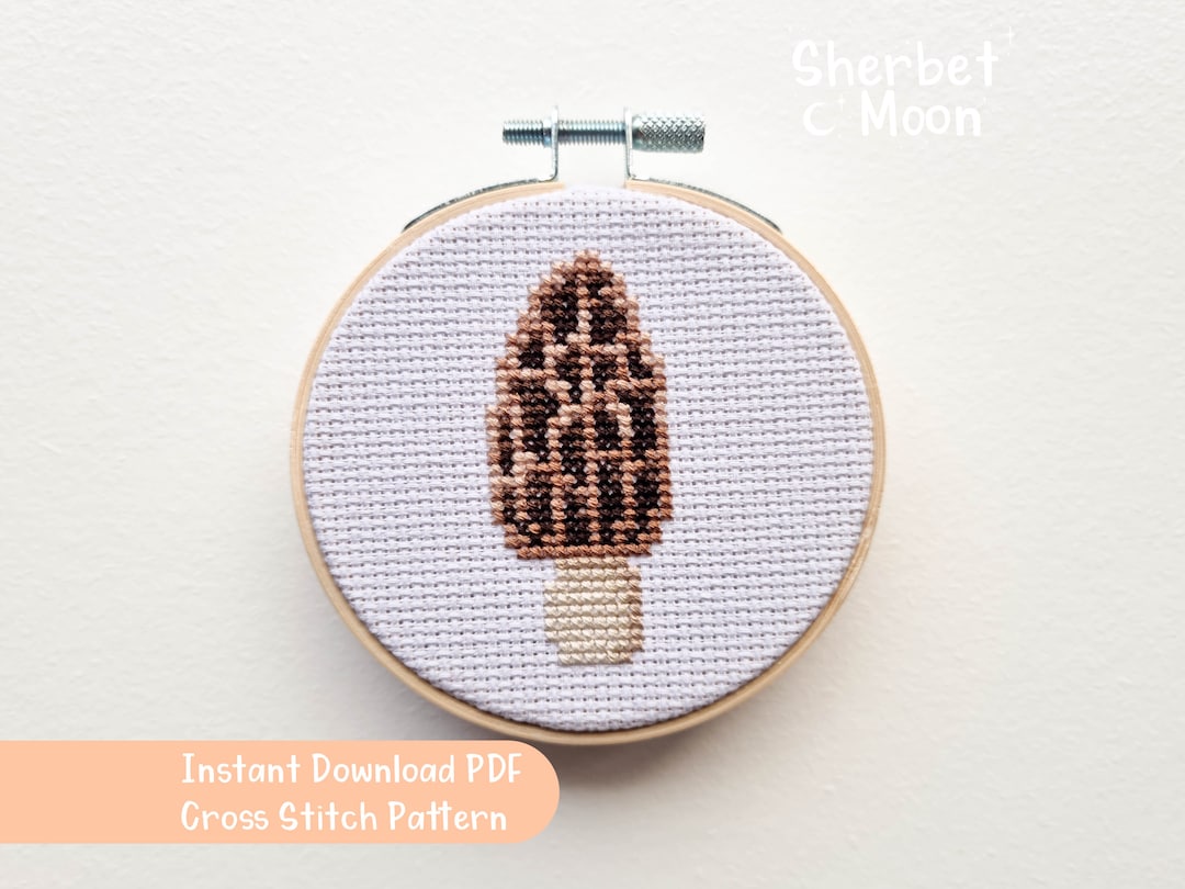 Brown Mushroom Cross Stitch Pattern, Downloadable PDF Morrel Mushroom ...