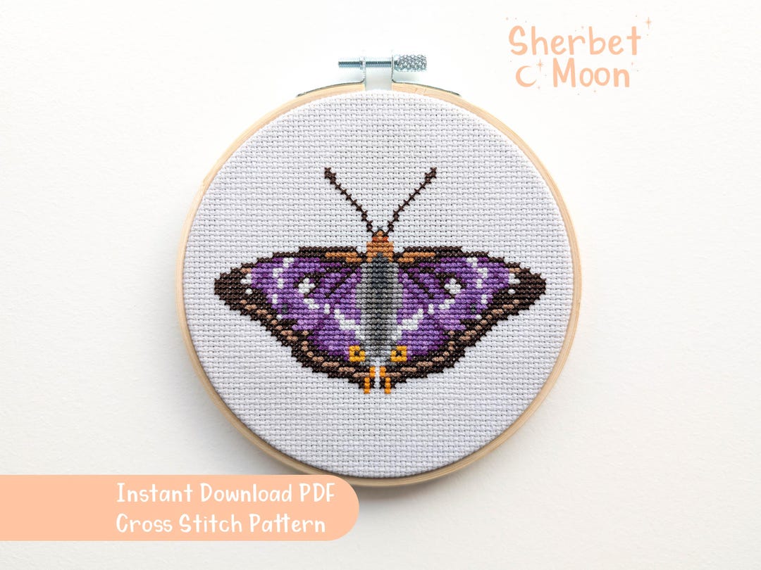 Purple Butterfly Cross Stitch Pattern, Downloadable PDF Butterfly Cross ...