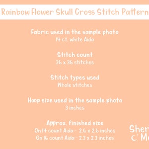 Rainbow Flower Skull Cross Stitch Pattern (downloadable PDF) - Etsy