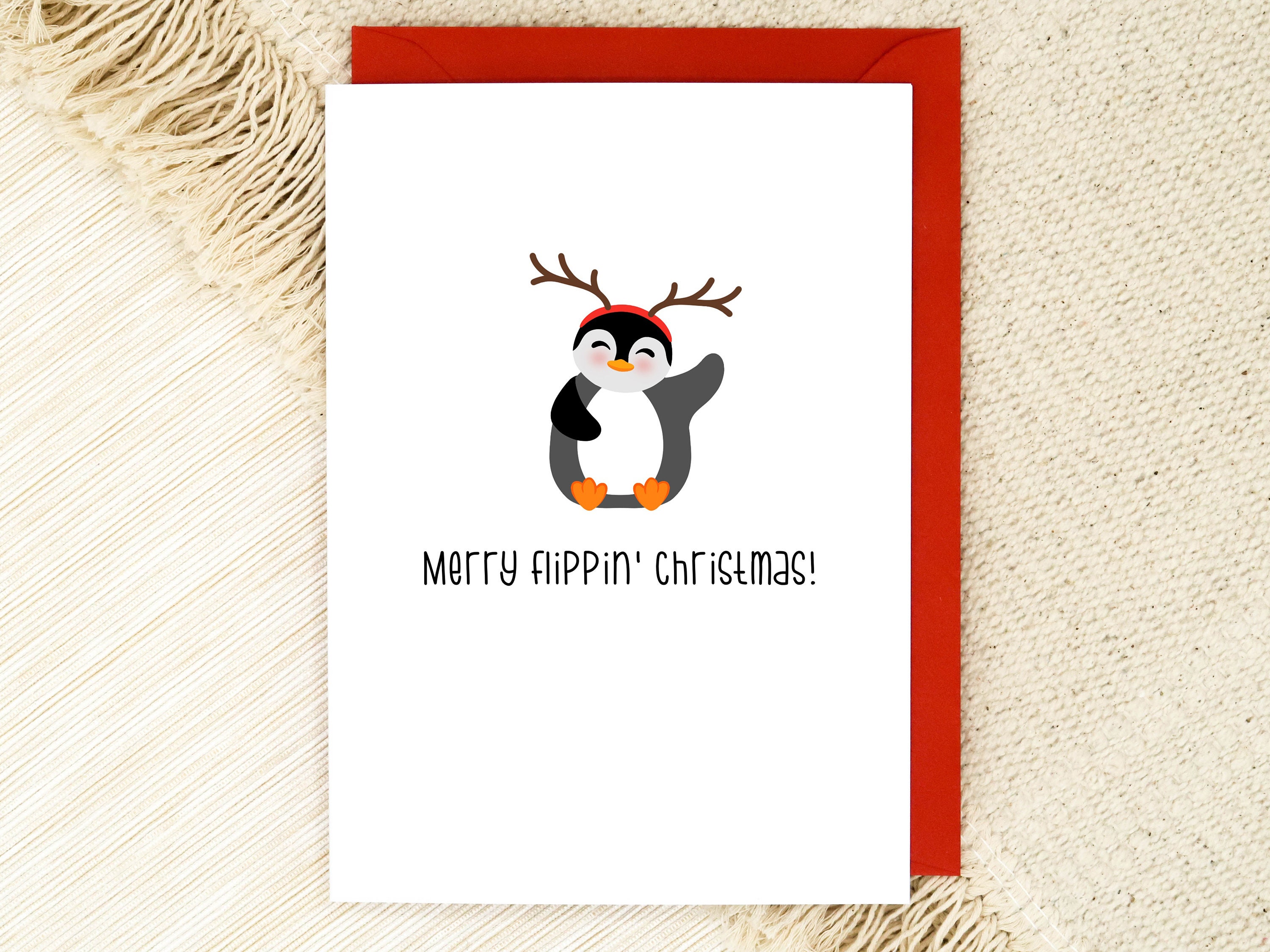 Cute Penguin Christmas Card Animal Pun Card Happy Holidays | Etsy