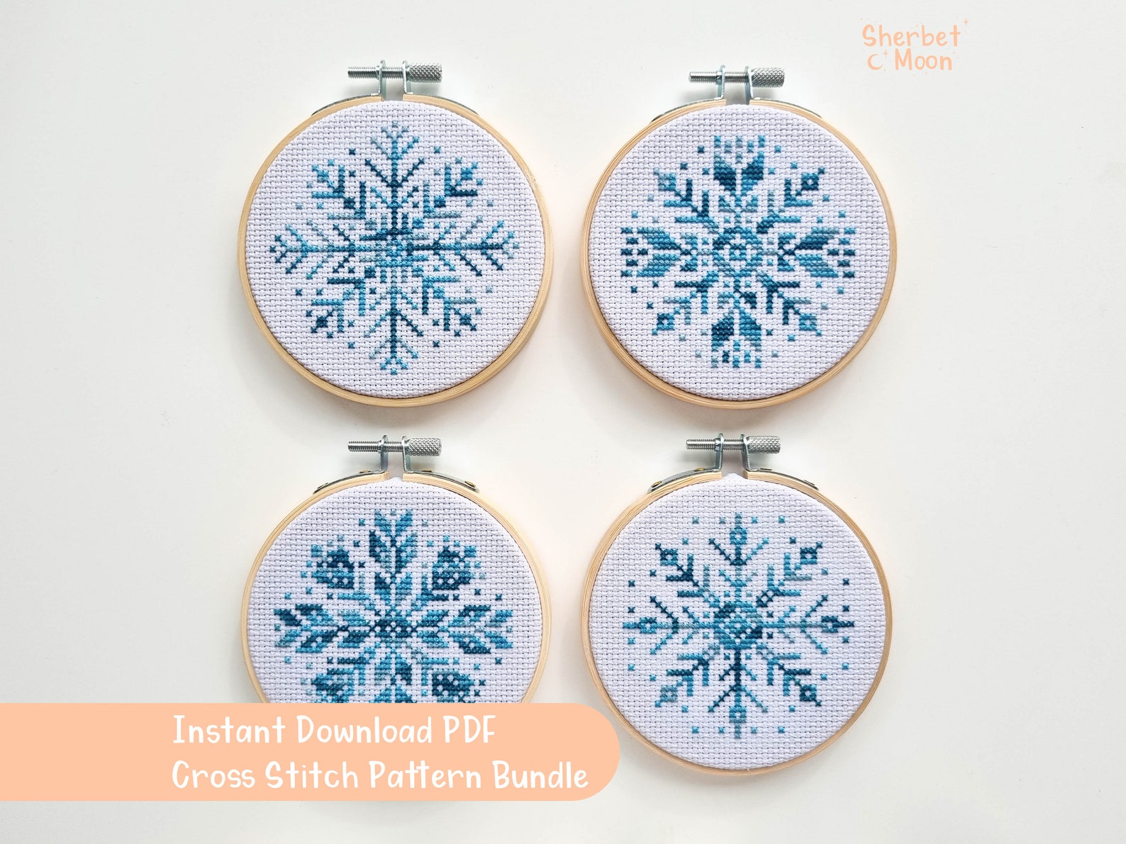 Snowflakes Cross Stitch Pattern Bundle: Christmas Beginner Charts (PDF Download) - Etsy