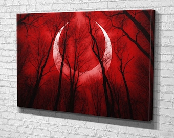 Red Moon Print - Etsy