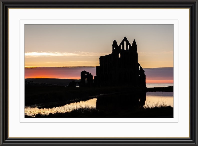 Whitby Abbey in Silhouette on the North Yorkshire Coast - Giclée Fine ...