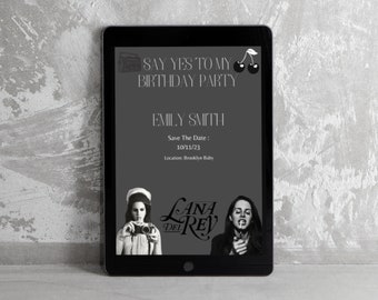 Lana Del Rey Inspired Ticket Invitation, LDR Birthday Invitation ...