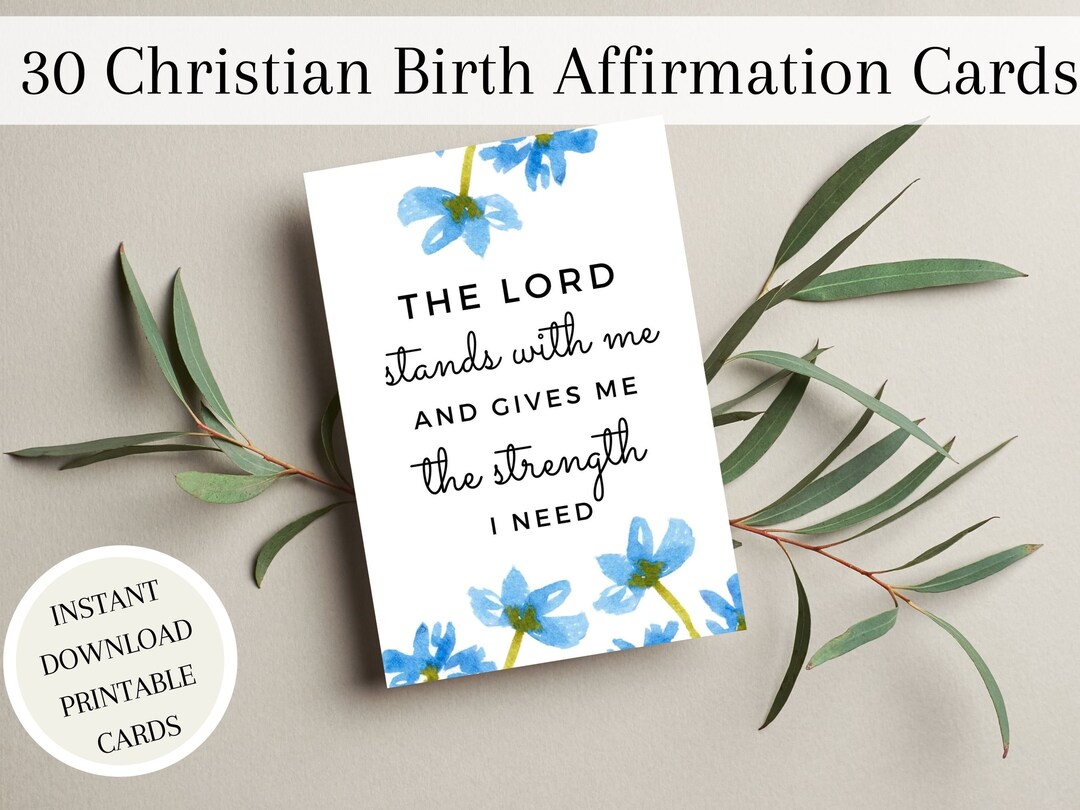 Christian Birth Affirmation, 30 Printable Cards, Positive Birth Quotes ...