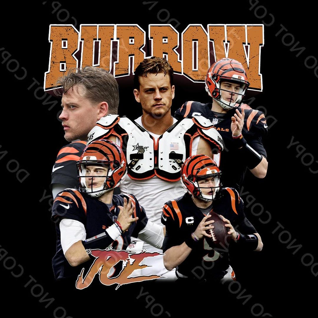 Joe Burrow Football PNG | Quarterback Collage Bengals Uniform | Retro ...
