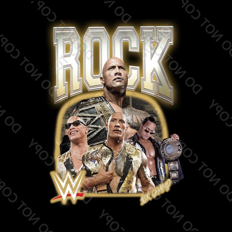 The Rock WWE Champion PNG | Wrestling Legend Collage | Retro Gold Title ...