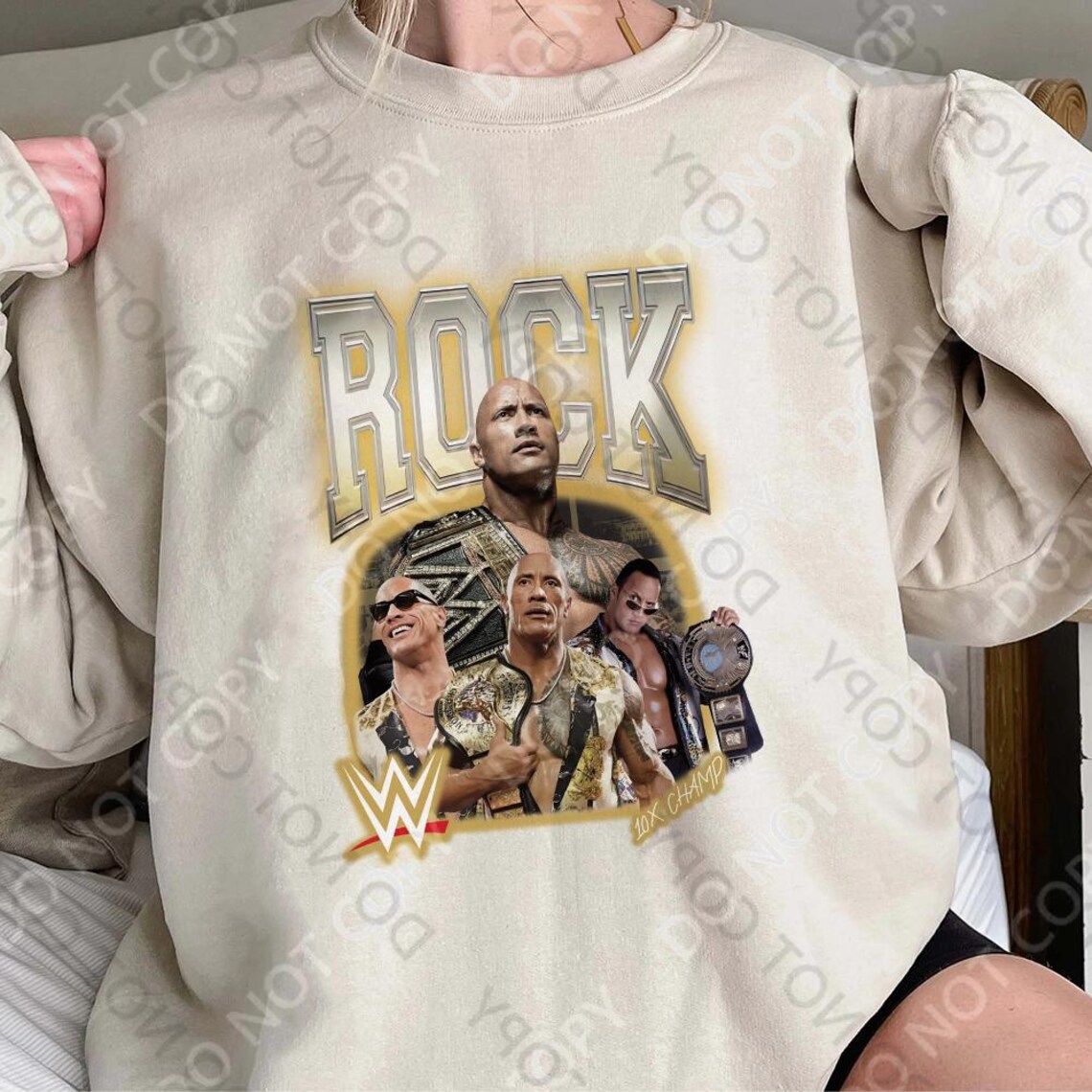 The Rock WWE Champion PNG | Wrestling Legend Collage | Retro Gold Title ...
