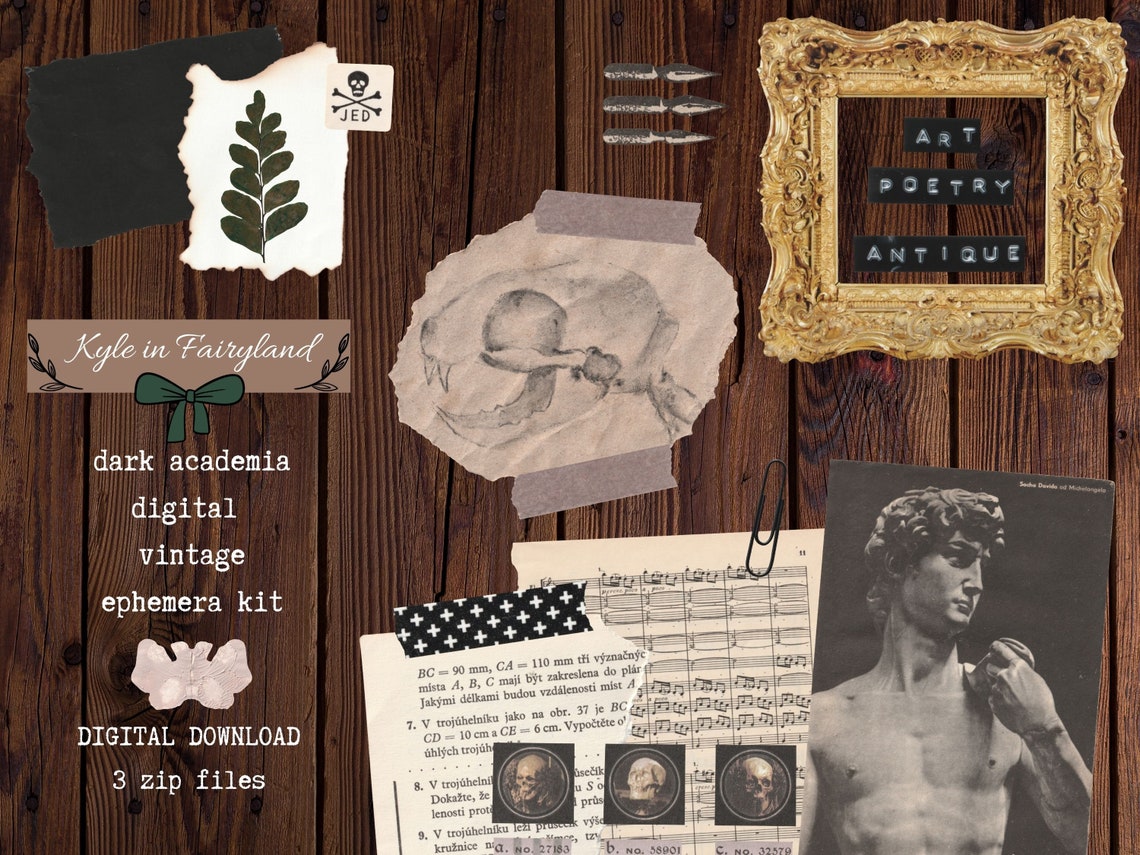 Dark Academia Digital Vintage Ephemera Digital Download | Etsy
