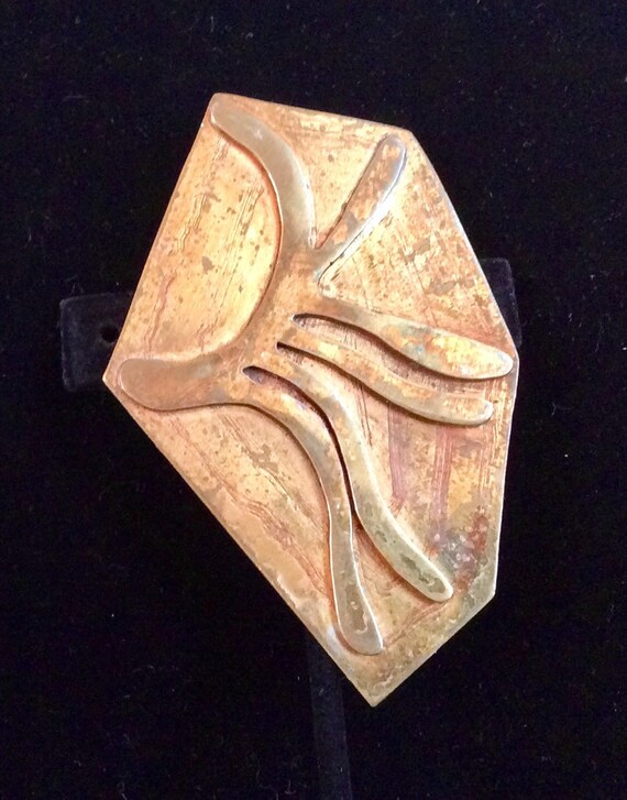 Vintage Copper Brooch With Sun Rays - Etsy