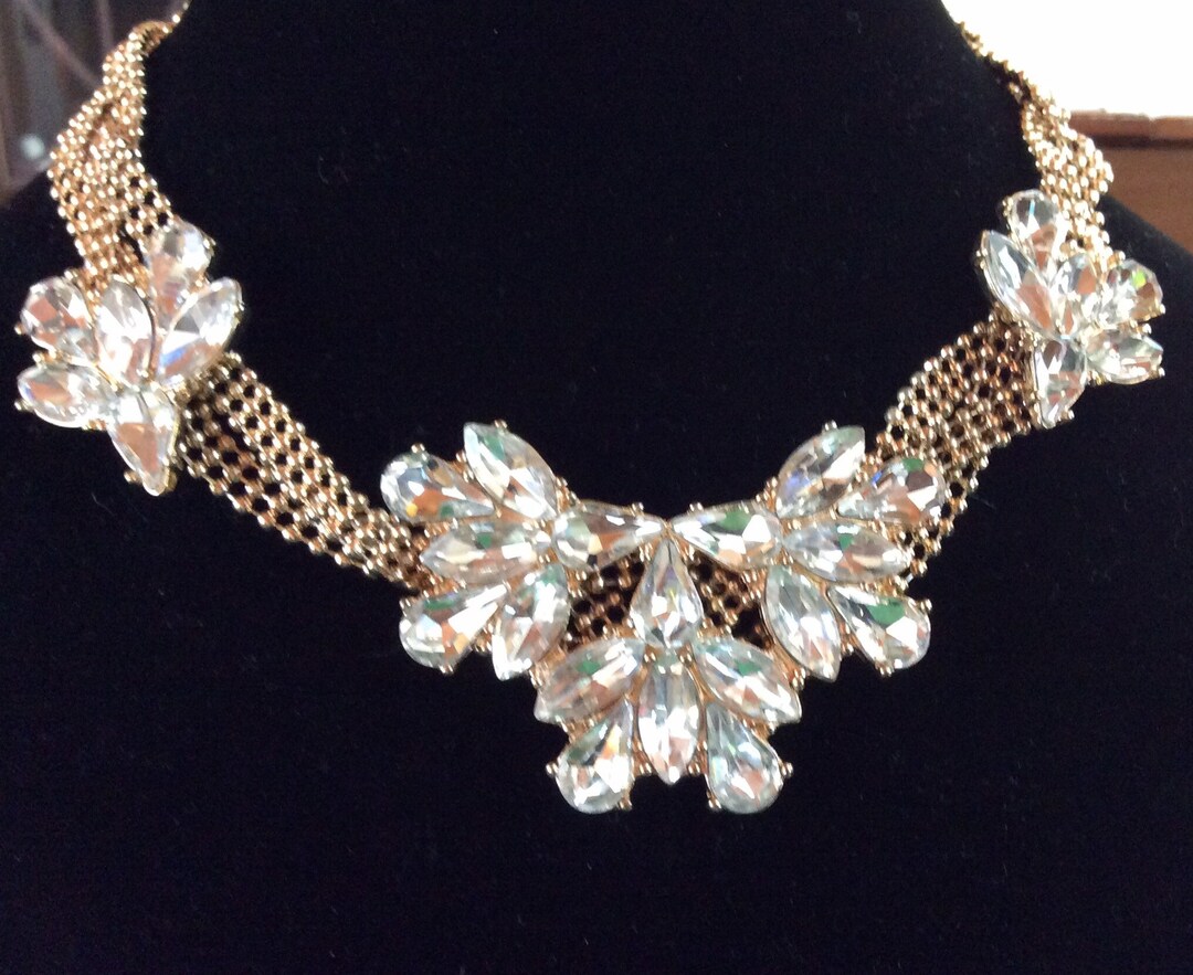 Natasha Braided Chain Rhinestone Necklace - Etsy