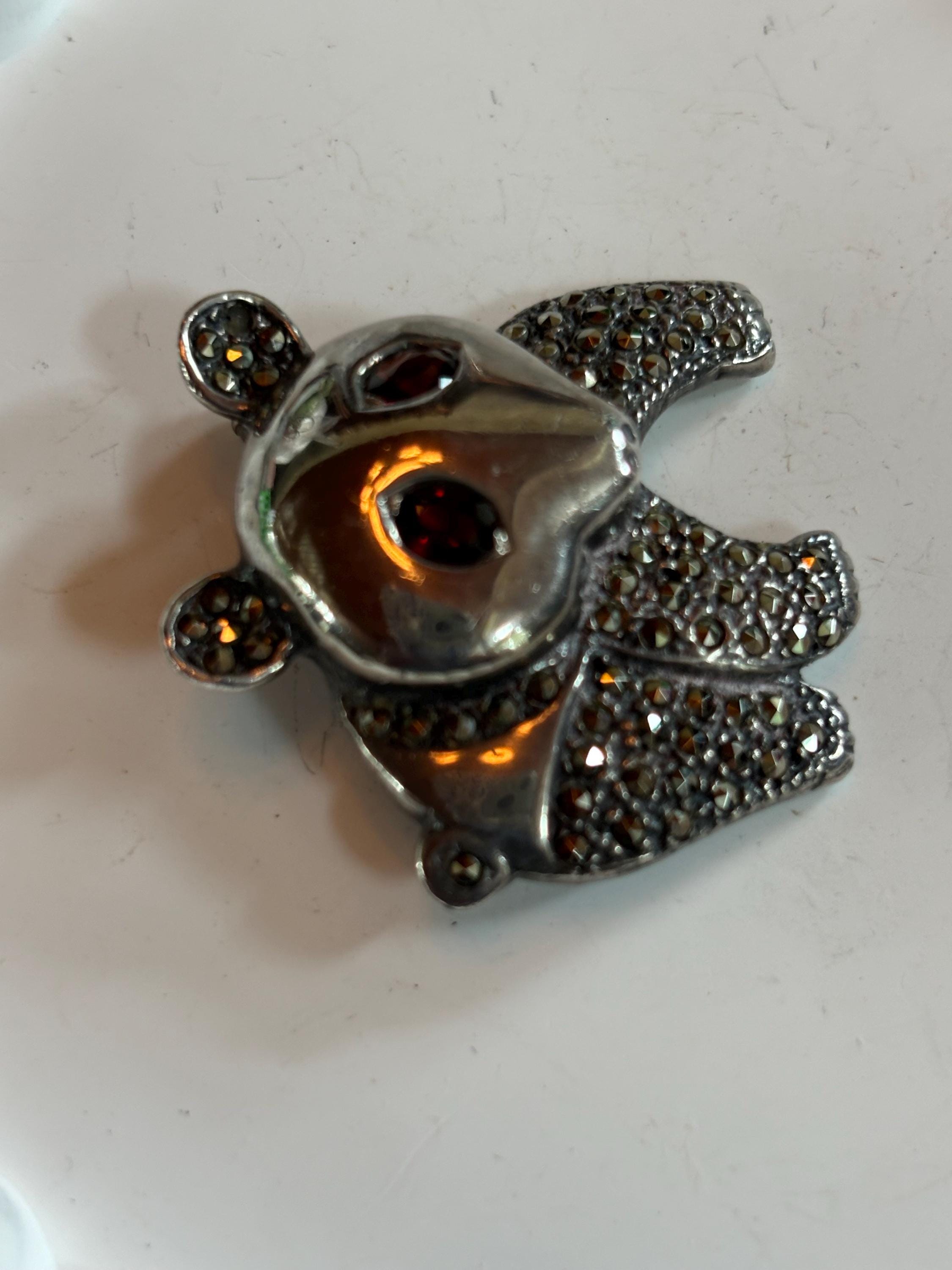Wonderful Sterling Silver (925) Panda Bear Brooch With Moissanite and ...
