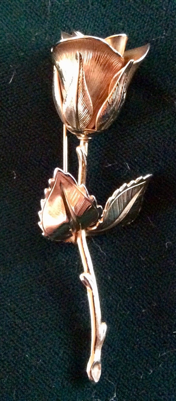 Vintage Giovanni gold tone rose pin/brooch - Gem