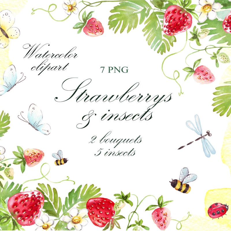 Strawberry Clipart - Etsy