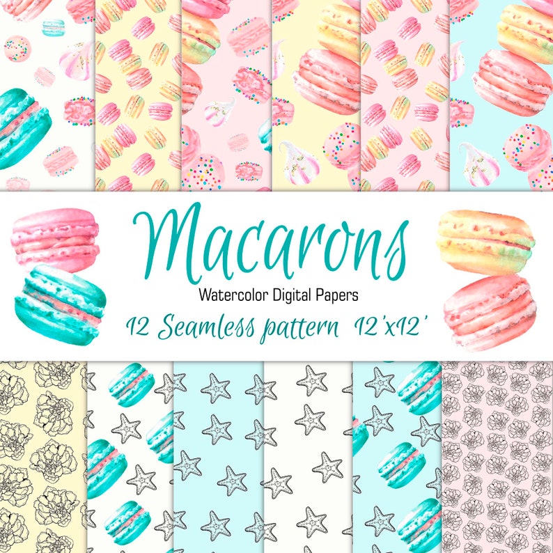 Watercolor Digital Paper Pack 12''x12'', Birthday Digital Paper ...