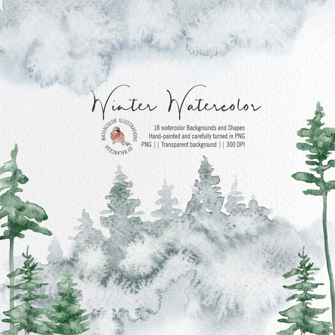 Winter Watercolor Backgrounds, Watercolor Clipart, Winter Clipart ...