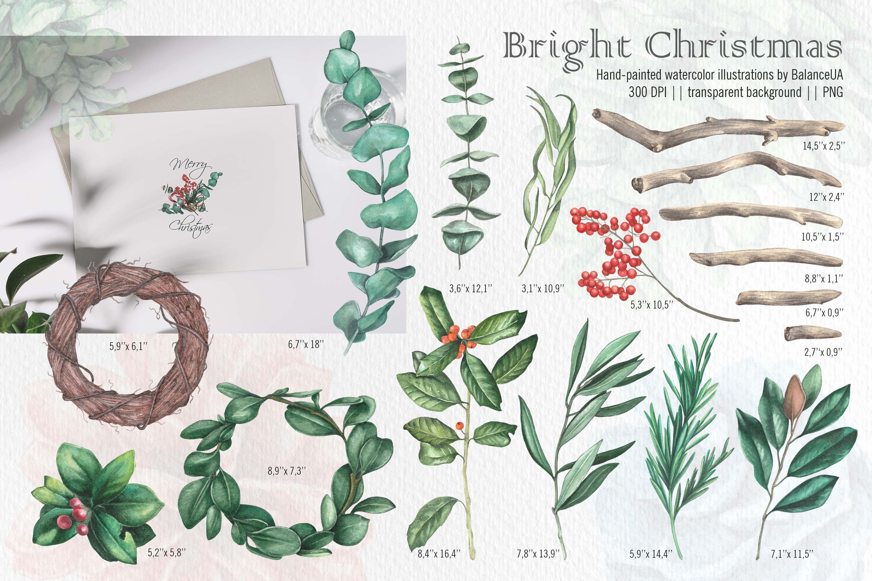Christmas Watercolor Clipart Winter Clipart PNG Christmas - Etsy