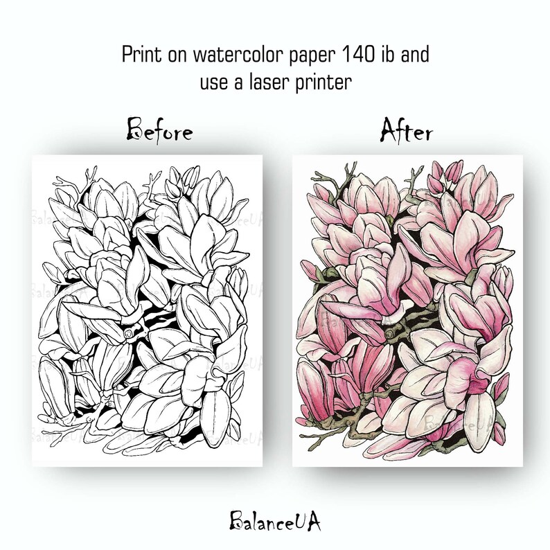Printable Coloring Page Floral Coloring Page 85 X 11 and - Etsy