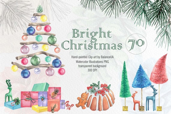Christmas Watercolor Clipart Winter Clipart PNG Christmas - Etsy