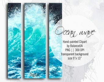 Blue Watercolor Waves Clipart Hand Painted Waves Ocean - Etsy