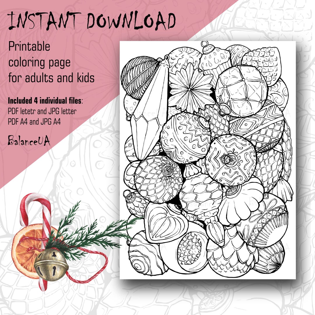 Printable Coloring Page, Christmas Coloring Page 8,5” X 11” and A4 ...