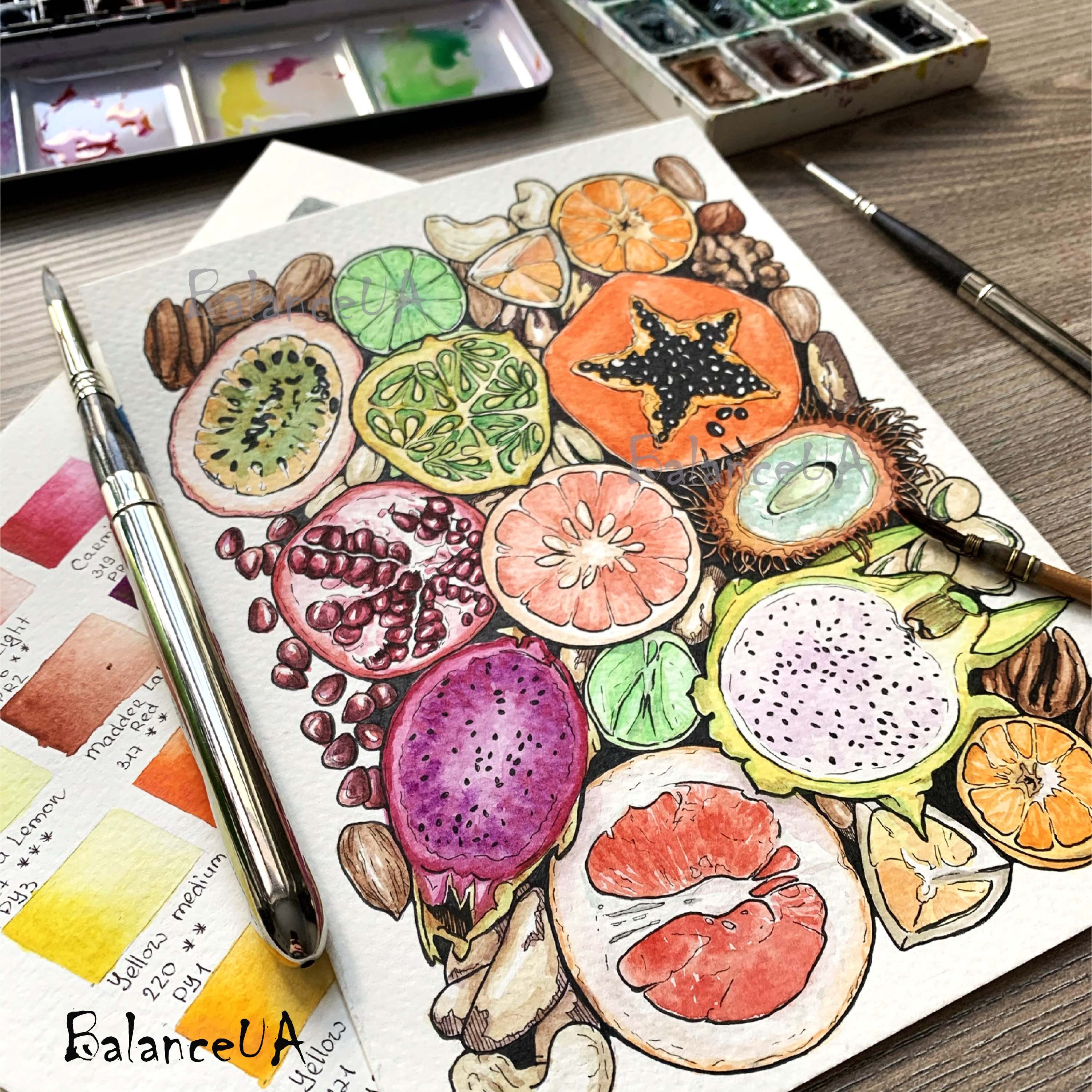 Printable Coloring Page, Exotic Fruits Coloring Page 8,5 X 11 and A4 ...