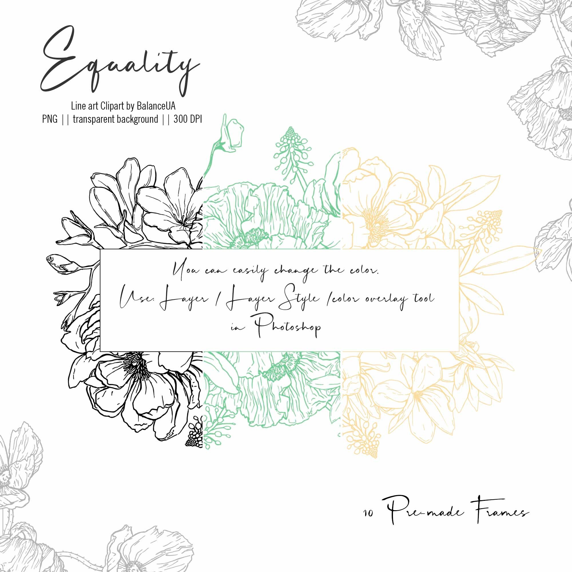 Line Art Frames Clipart Equality Clipart Floral Line Art - Etsy