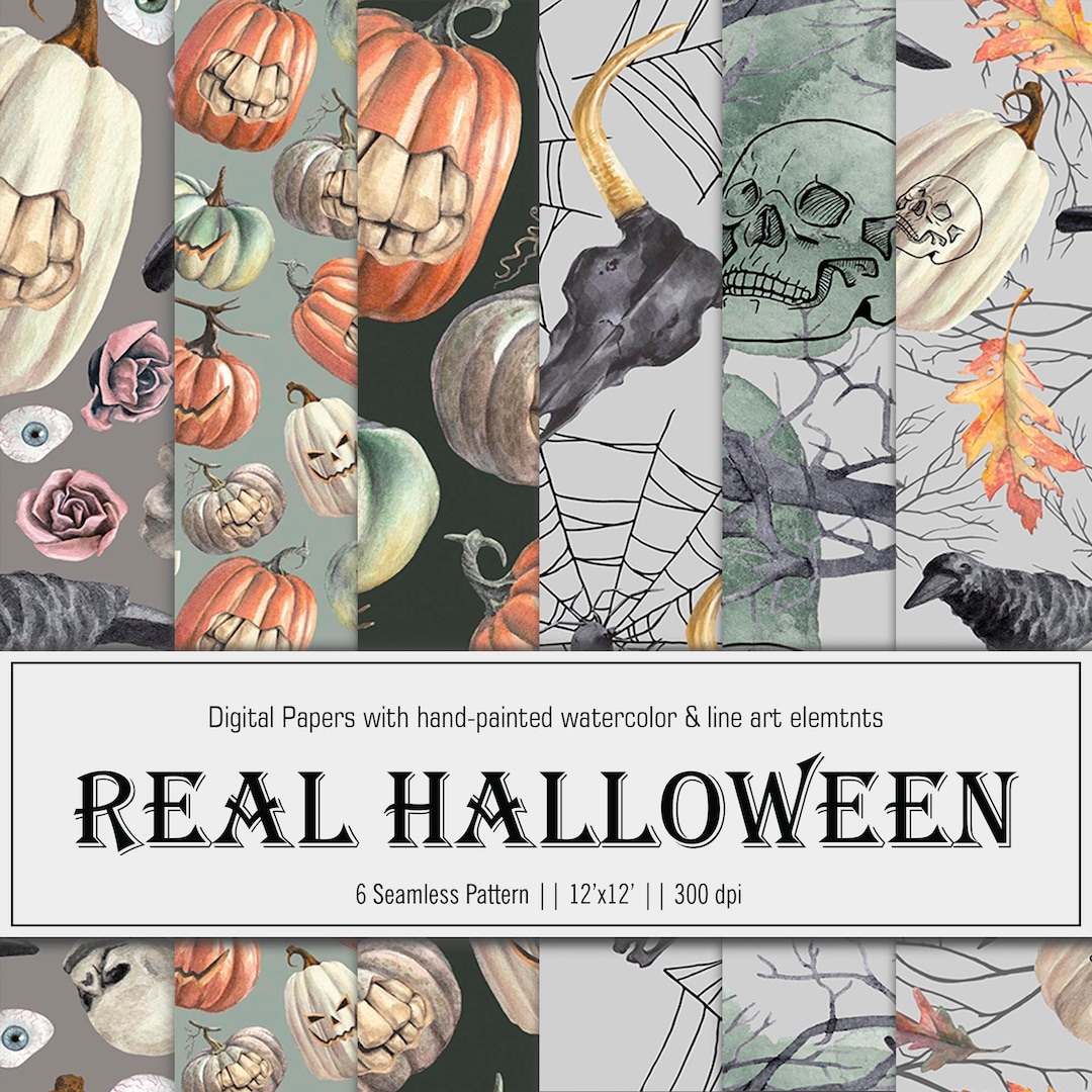 Halloween Digital Paper Pack 12''x12'', Seamless Textures, Printable ...