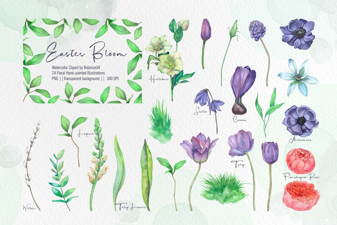 Easter Watercolor Clipart Easter Eggs Clipart Easter Bunny - Etsy