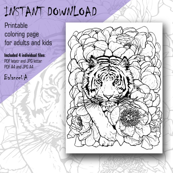Printable Coloring Page Animal Coloring Page 85 X 11 and - Etsy