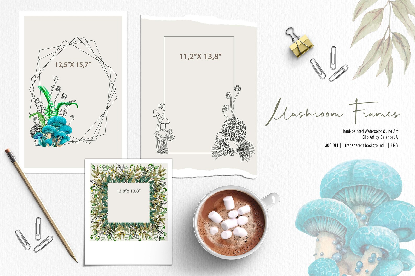 Watercolor Frames Clipart Botanical Clipart Herbs Clipart - Etsy