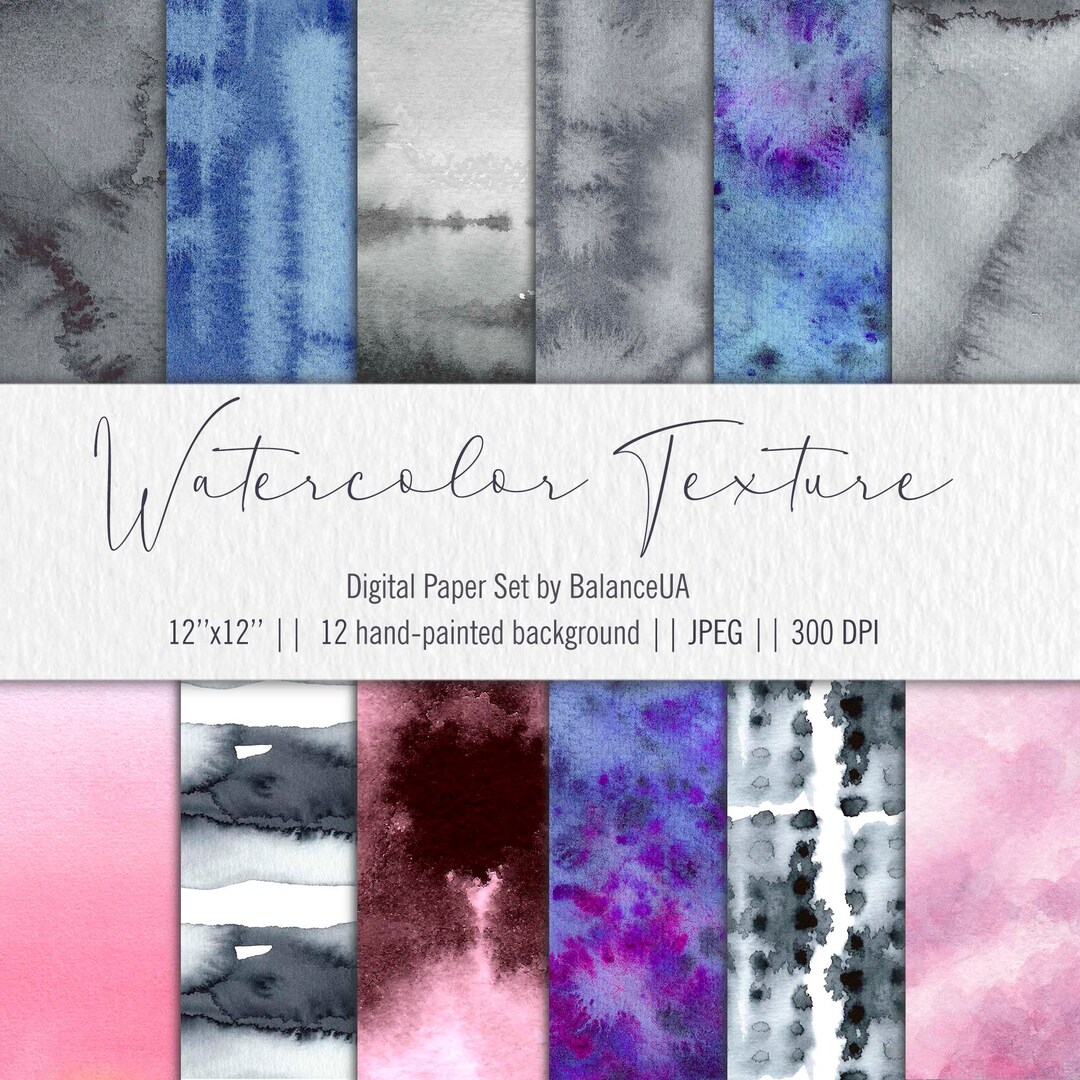 Watercolor Paper, Digital Watercolor Background, Scrapbooking Paper 12 ...