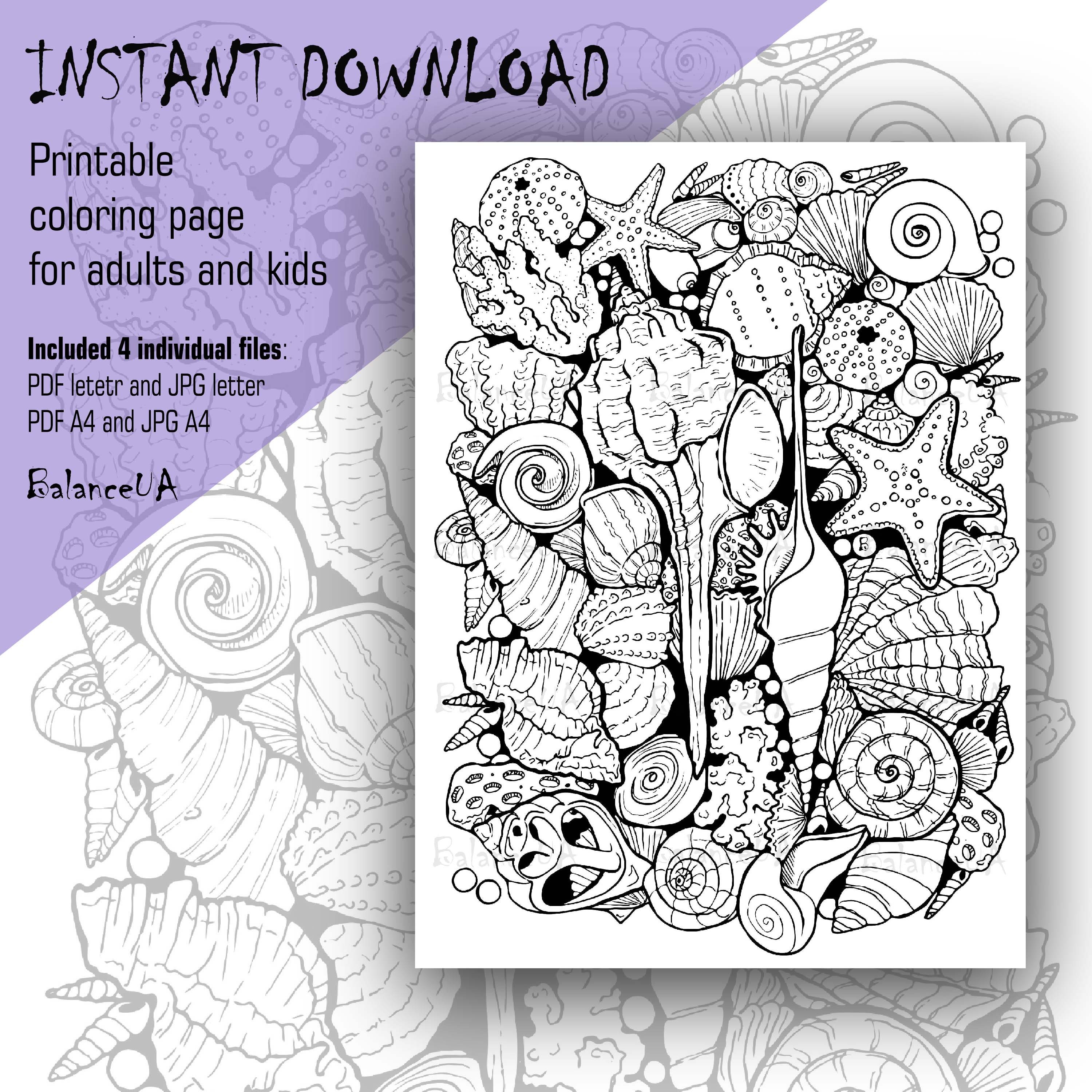 Printable Coloring Page, Nautical Coloring Page 8,5” X 11” and A4 ...